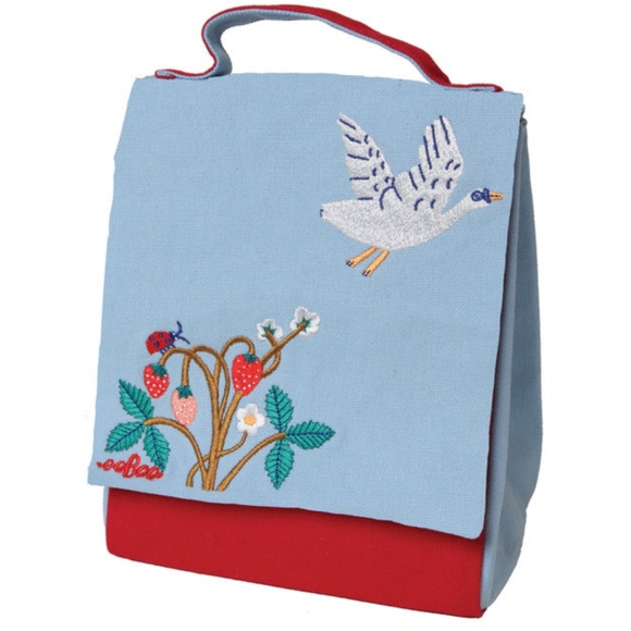 Eeboo | Accessories | Nwt Swan Strawberries Lunch Bag Red Blue Eeboo ...